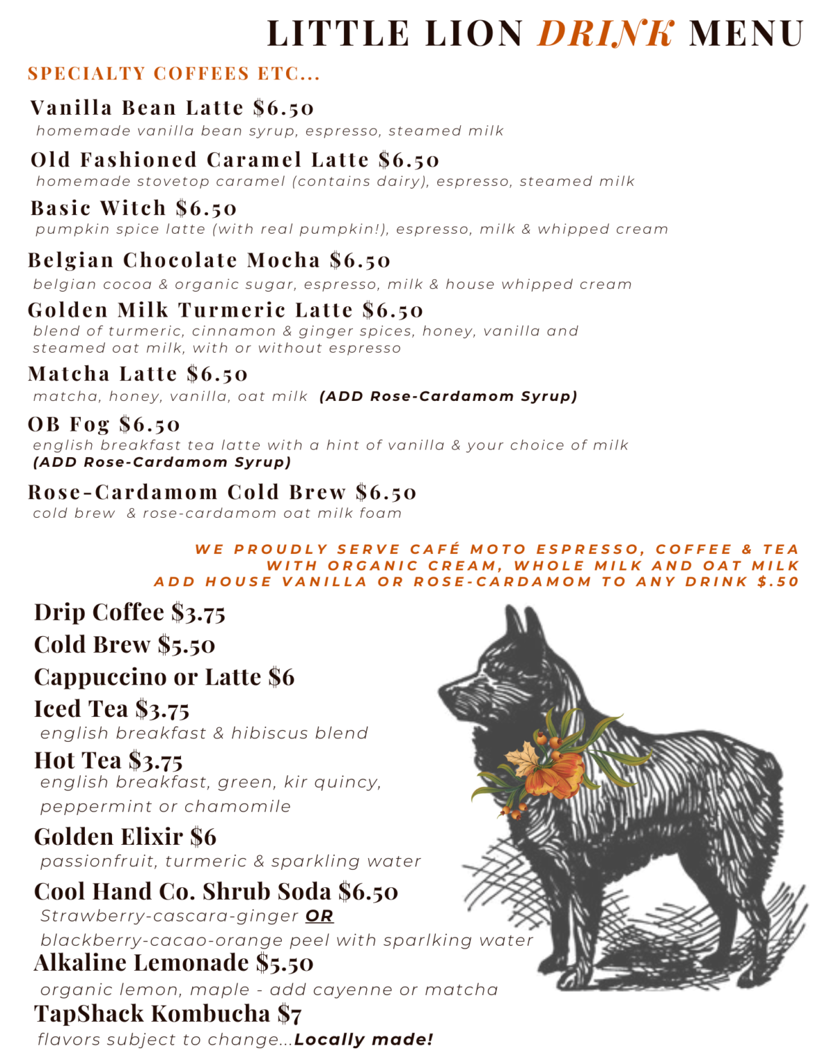 Daytime Menu - The Little Lion Cafe